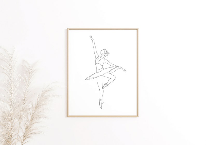 One Line Art Ballerina Print, Printable Ballerina Digital Single Line ...