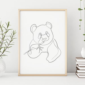 Panda Nursery Printable Single Line Art One Line Panda Wall - Etsy