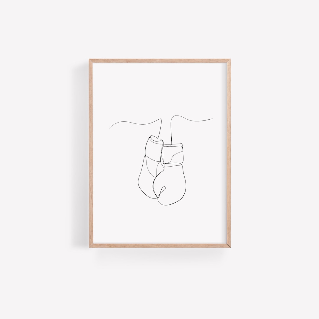 Digital Boxing Gloves One Line Art, Printable Sport Line Art Poster ...