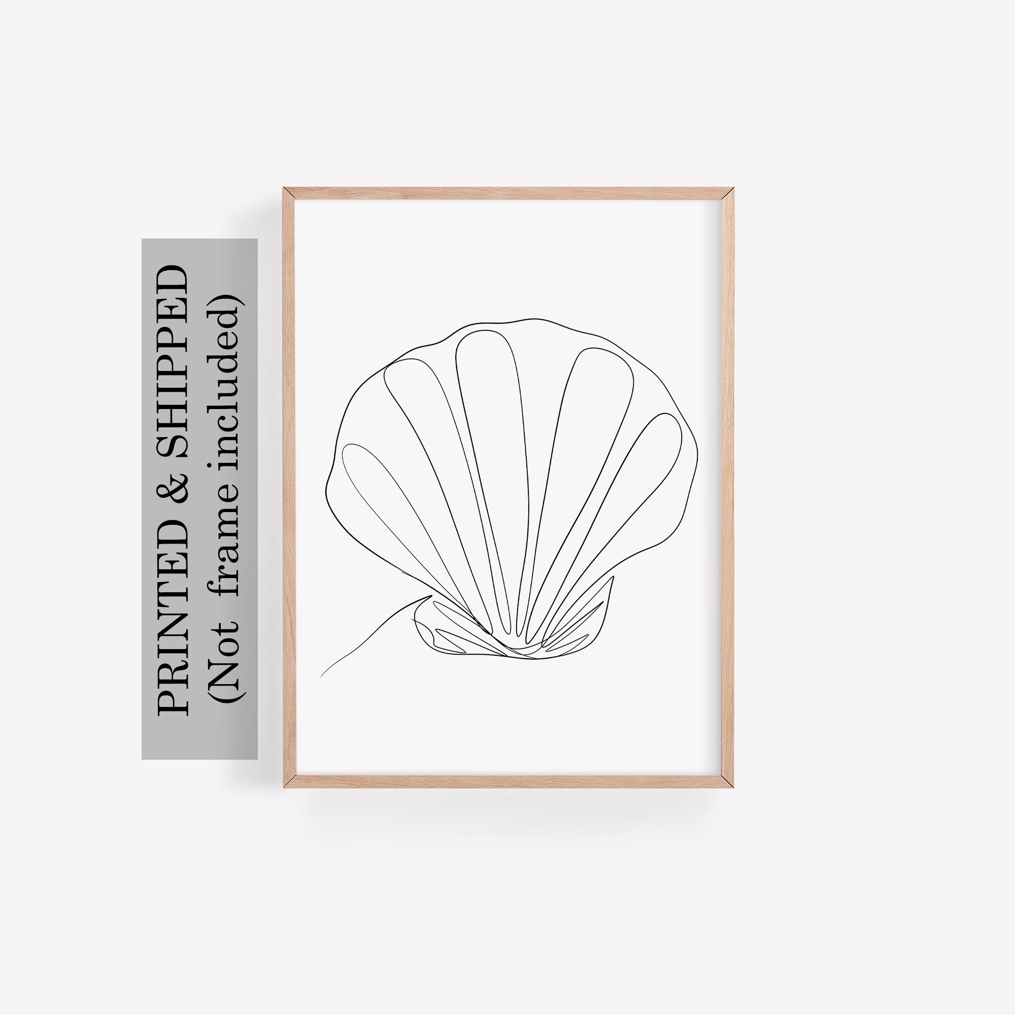 Sea Shell One Line Art, Summer Beach Shell Wall Art Poster, Nature Line ...