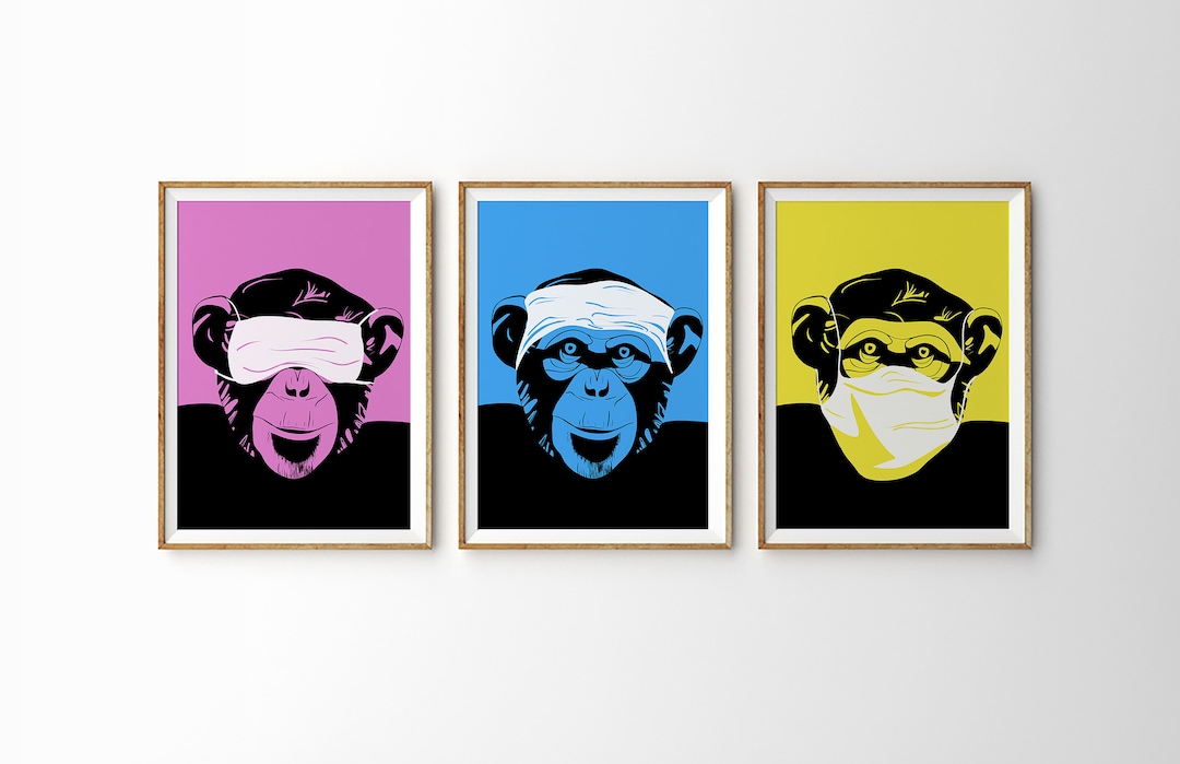 Three Wise Monkeys Printable Wall Art Set of 3, Digital Drawing Three ...