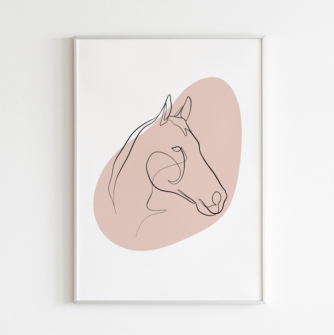 Horse One Line Art, Horse Drawing Single Line Wall Poster, Modern Horse ...