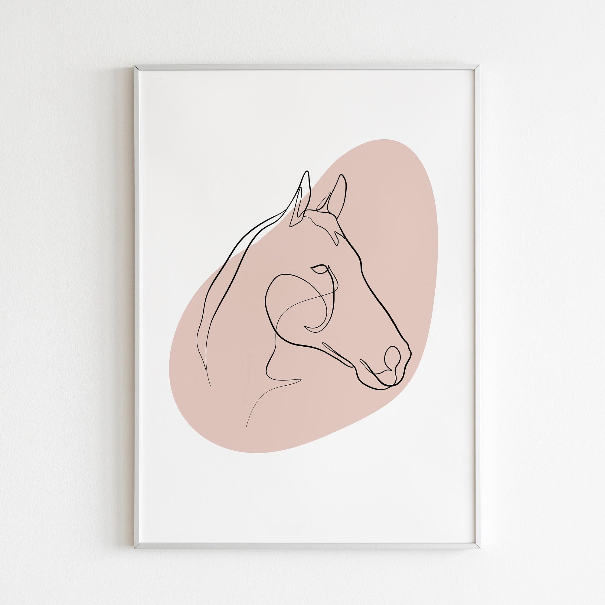 Horse One Line Art, Horse Drawing Single Line Wall Poster, Modern Horse ...