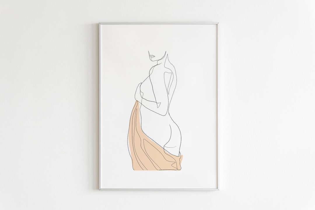 Erotic One Line Naked Woman Wall Poster Printable Naked Woman With