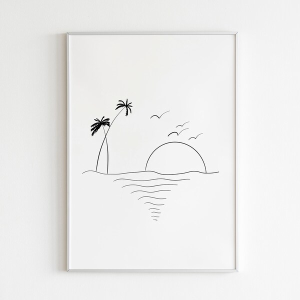 Beach Line Art - Etsy