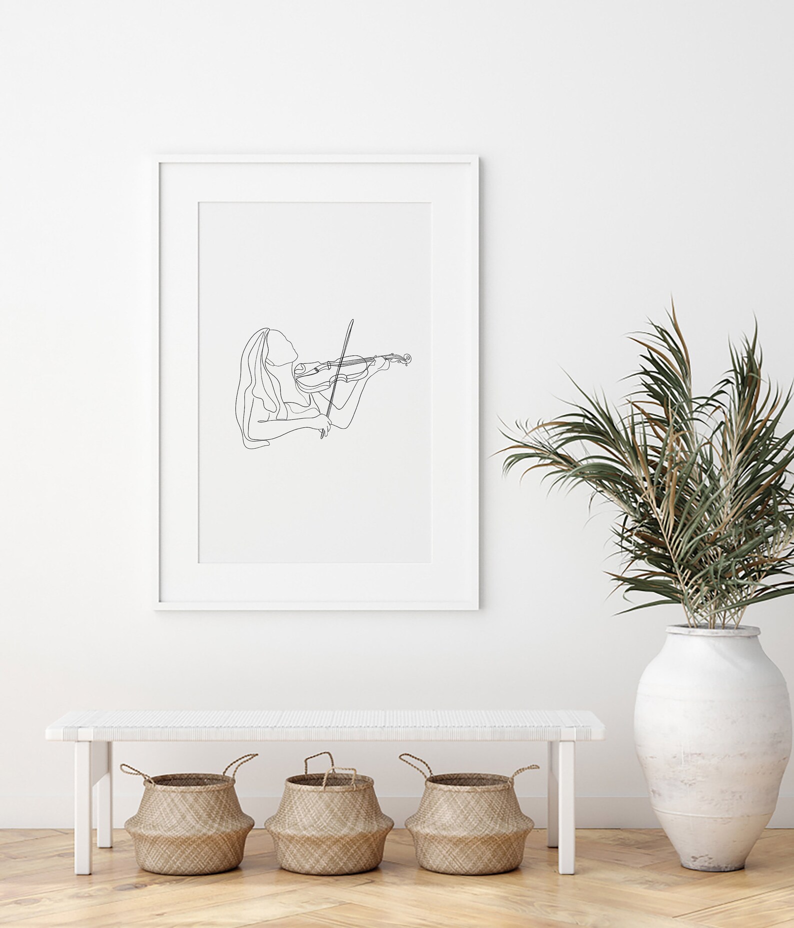 Woman Playing Violin One Line Art, Printable Single Line Wall Poster ...