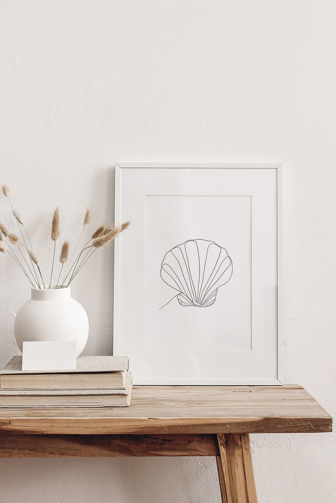 Printable Sea Shell One Line Art, One Line Drawing Sea Shell Wall Art ...