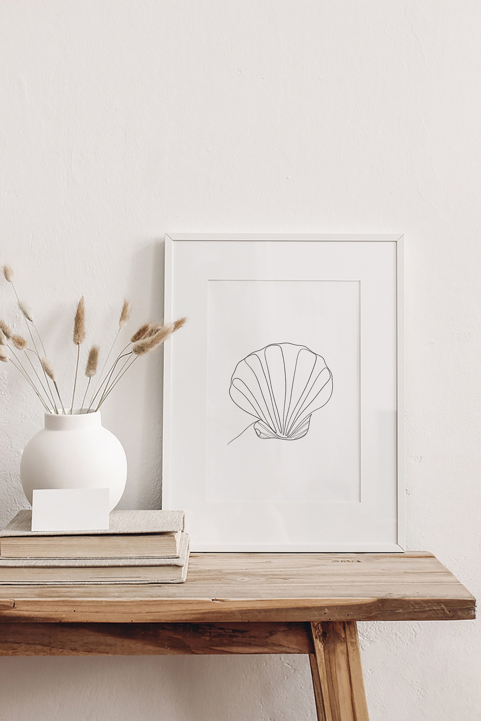 Printable Sea Shell One Line Art, One Line Drawing Sea Shell Wall Art ...