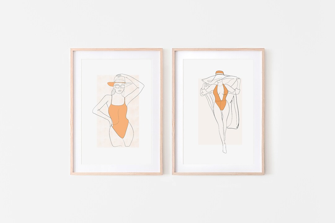 Digital Abstract Woman One Line Art Set of 2 Printable Woman - Etsy