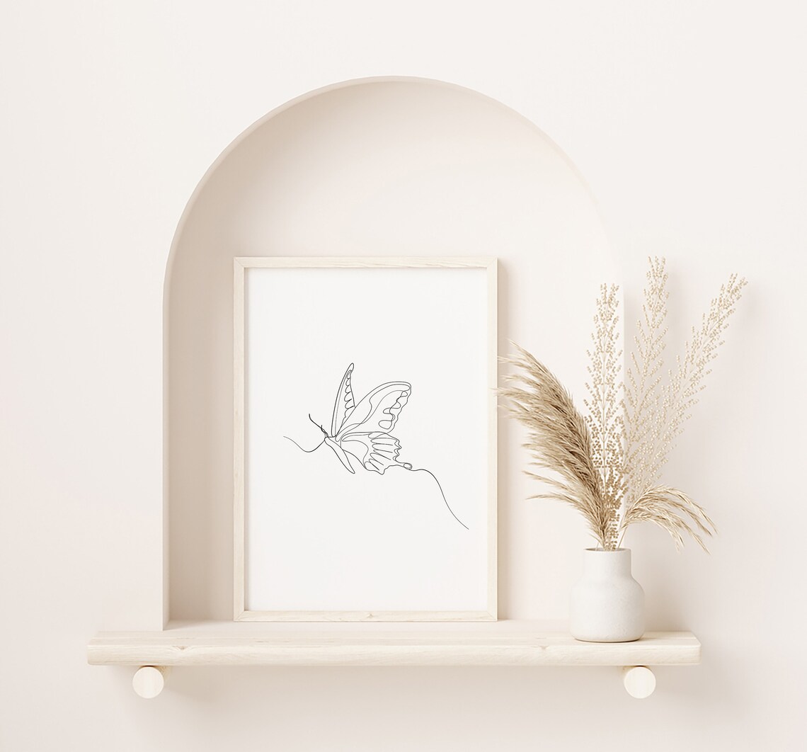 Butterfly One Line Printable Art, Single Line Butterfly Minimal Print ...
