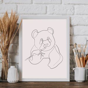 Panda Nursery Printable Single Line Art One Line Panda Wall - Etsy