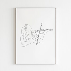 Woman Playing Violin One Line Art Printable Single Line Wall | Etsy