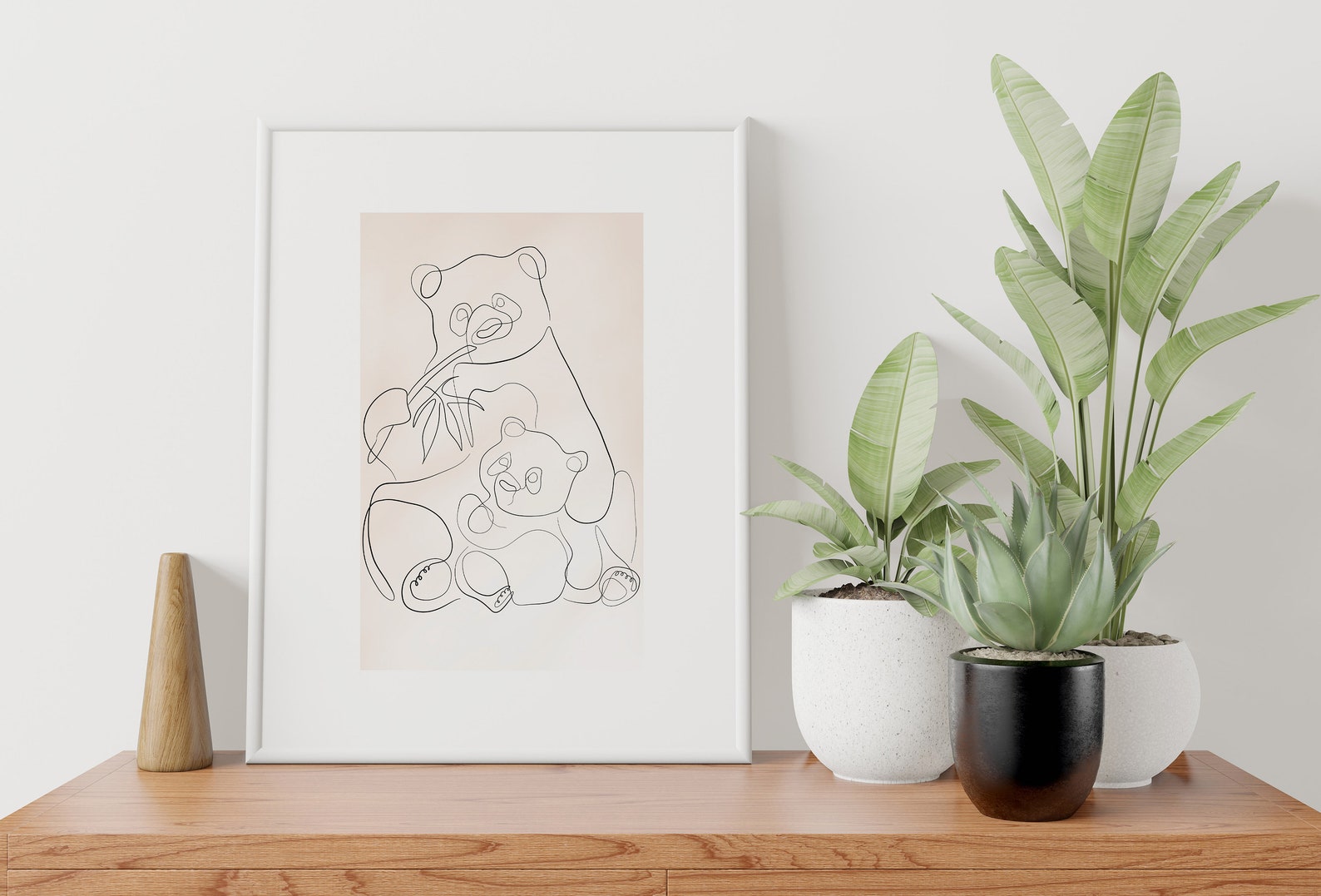 Panda Family One Line Art Digital Panda Wall Poster Single - Etsy