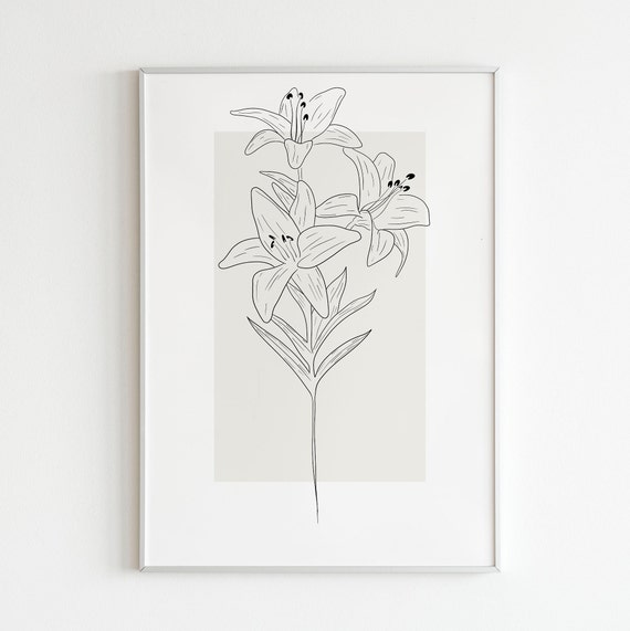 Modern Flower One Line Artflower Simple Lineminimalist Line | Etsy