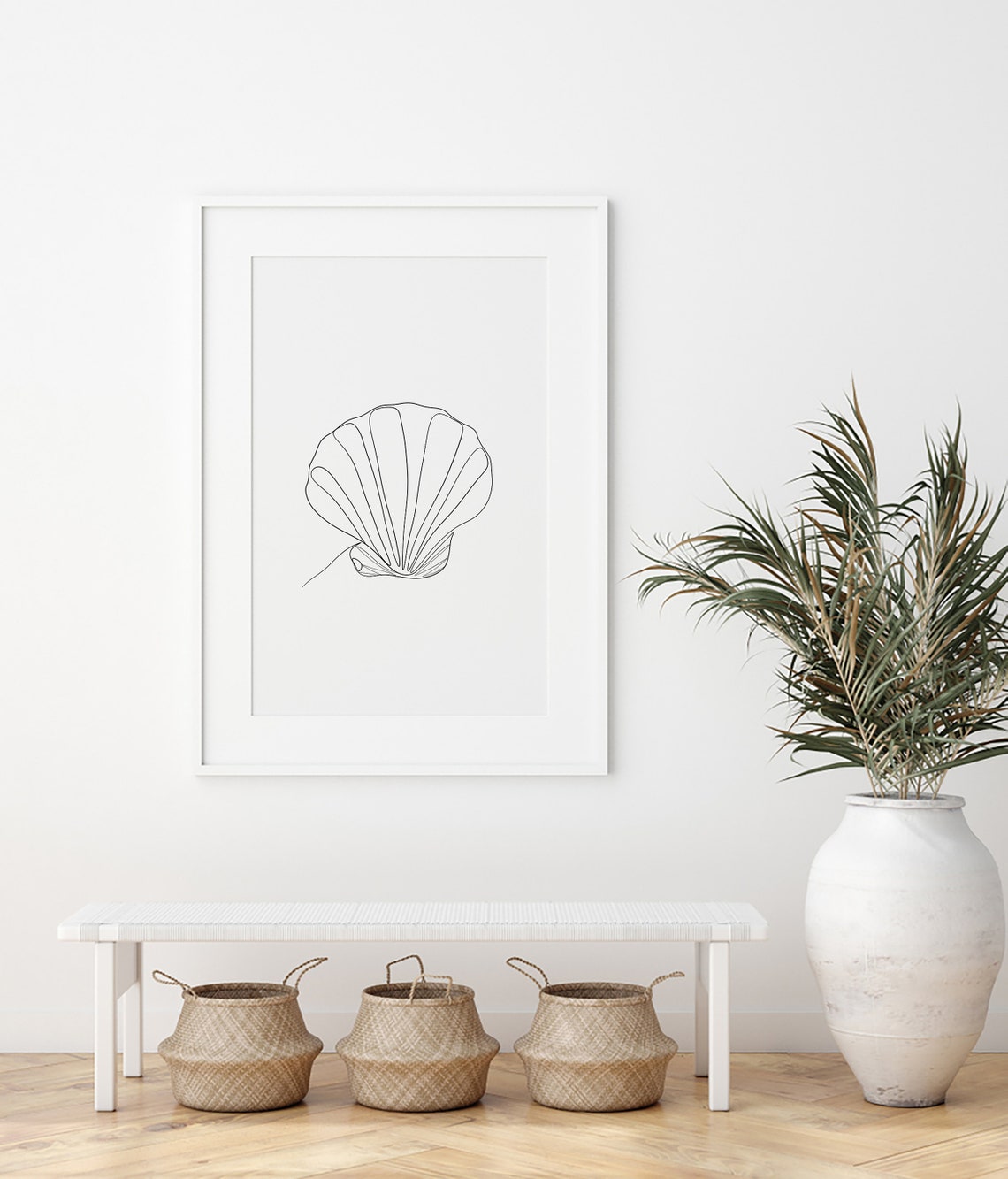 Printable Sea Shell One Line Art, One Line Drawing Sea Shell Wall Art ...