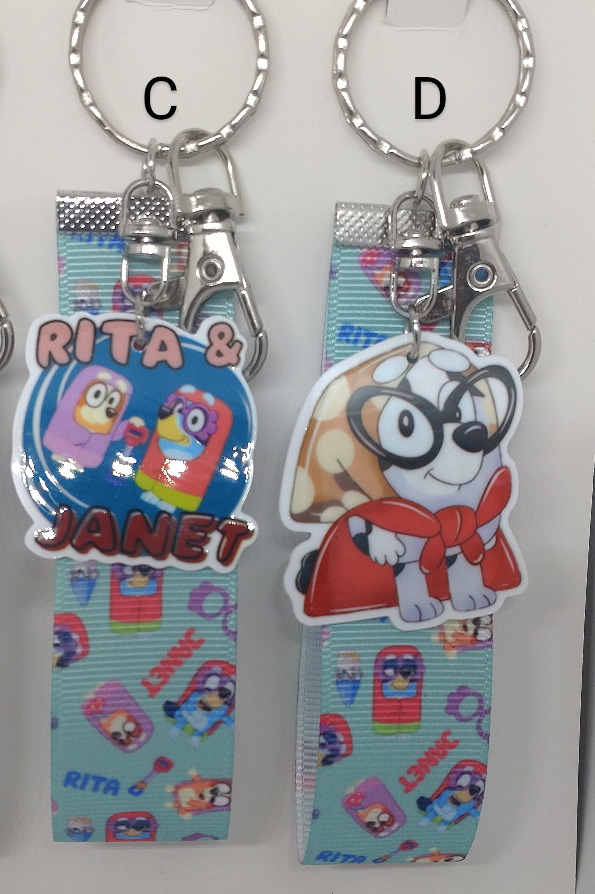 Bluey Inspired Keyring Grannies Janet Rita Keychain Key Fob - Etsy