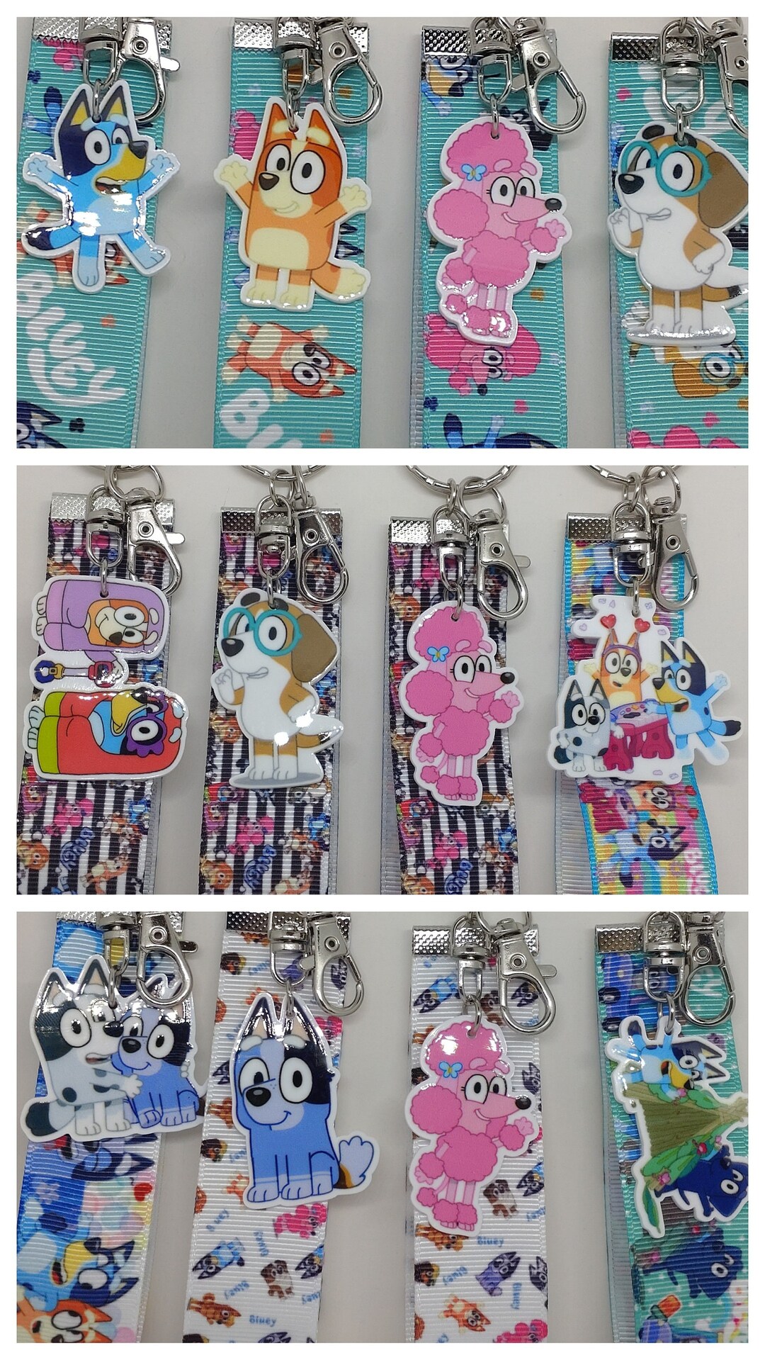 Bluey and Friends Keyrings Wristlets. Bluey Bingo Honey Coco - Etsy