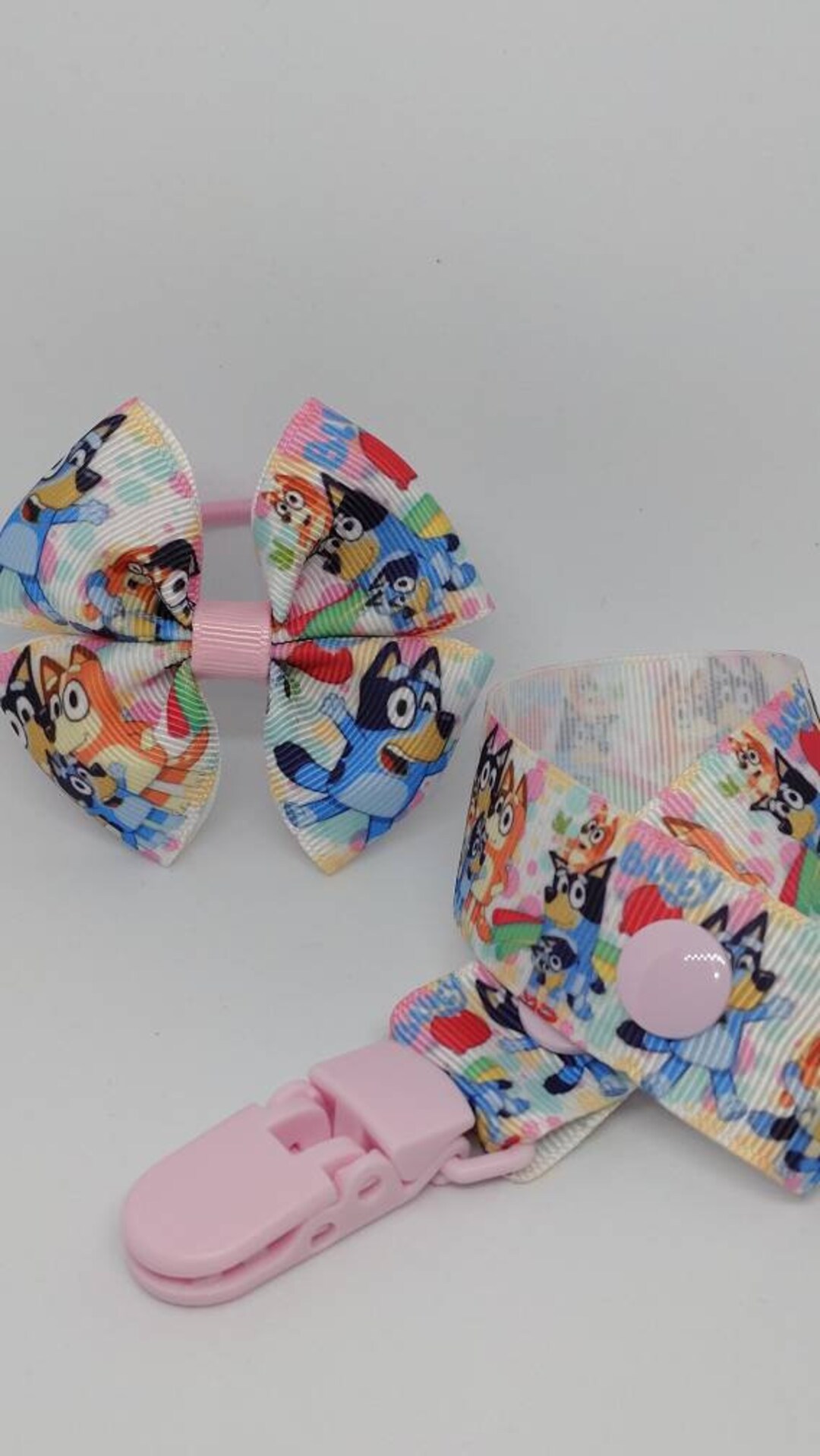 Bluey Dummy Clip Hair Bow Set. Bluey Bobble Pacifier Strap - Etsy