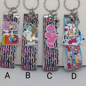 Bluey and Friends Keyrings Wristlets. Bluey Bingo Honey Coco - Etsy