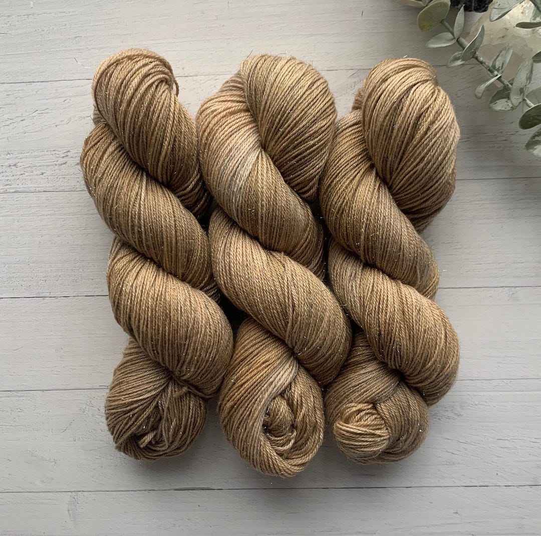 SPARKLING LATTE Hand Dyed Light Brown Yarn, Superwash 4 Ply Sock, Brown ...