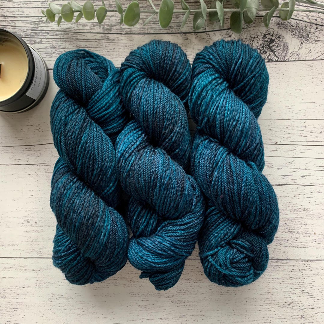 TEALSTONE - Teal Blue Hand-dyed 8ply/dk Superwash Merino Yarn for ...