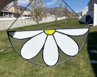 Half Daisy Stained Glass Window Panel - Etsy