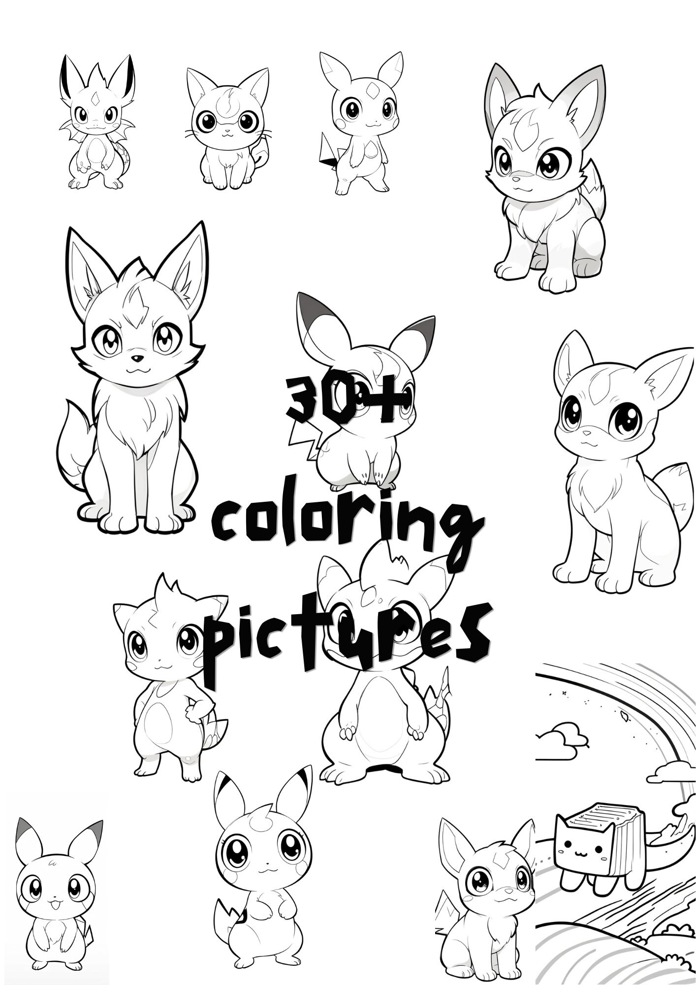 Kids Coloring Pages Set of 30 Adorable Designs for Children - Etsy