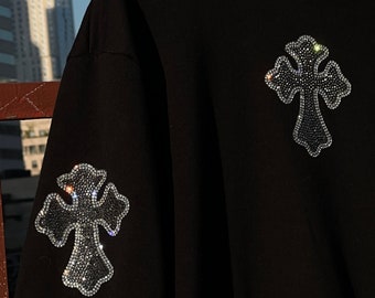 Rhinestone Cross Zip up Hoodie - Etsy