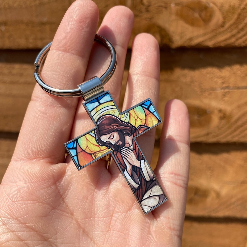 Metal Cross Christian Keychain - Etsy UK