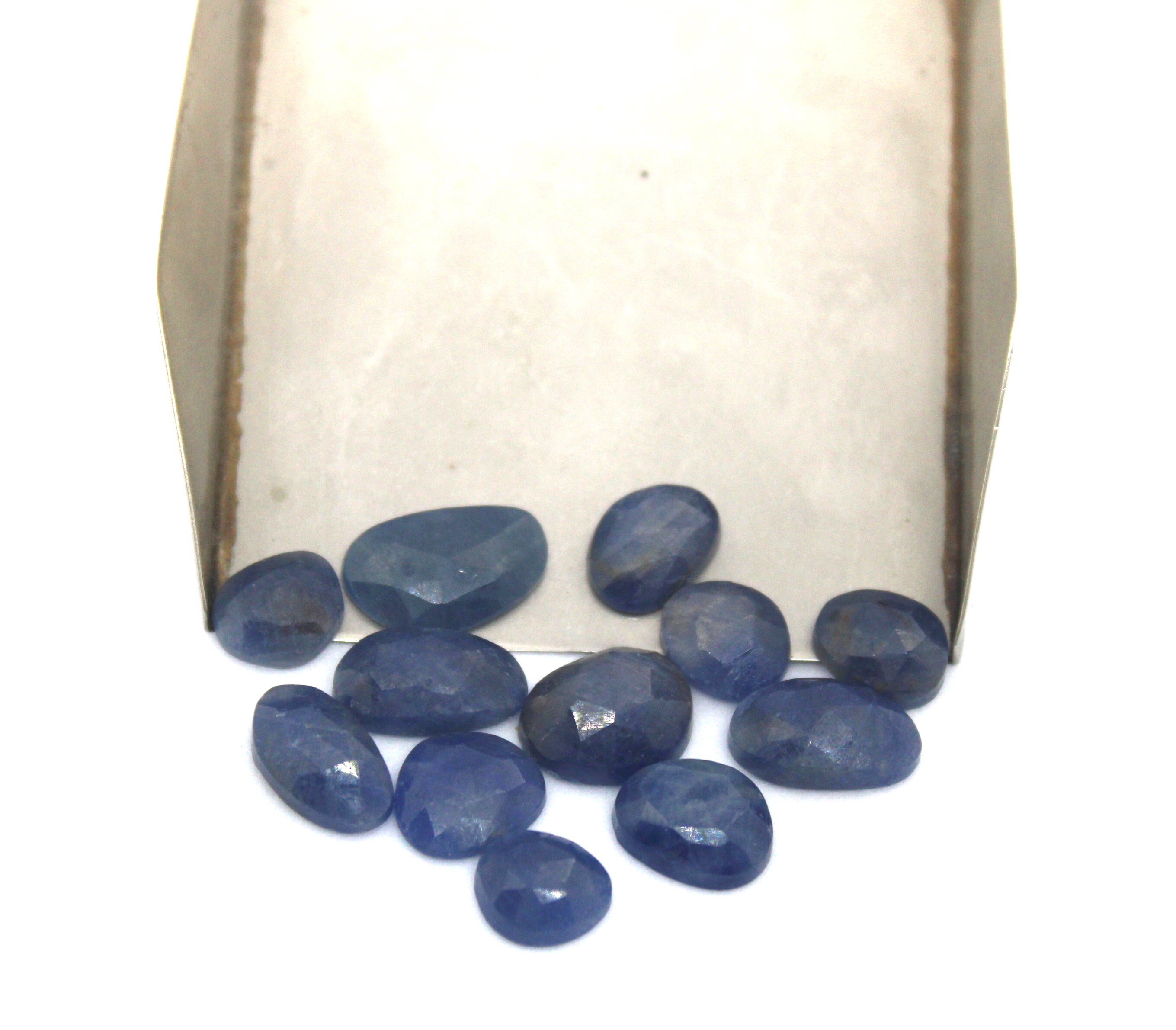 Natural Blue Sapphire Rose Cuts Loose Gemstone, 7x9 to 11X14 Mm ...