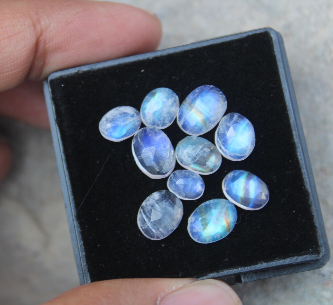 Blue Sheen Moonstone Rose Cut Cabochons: AAA Grade, 22 Piece Lot - Etsy