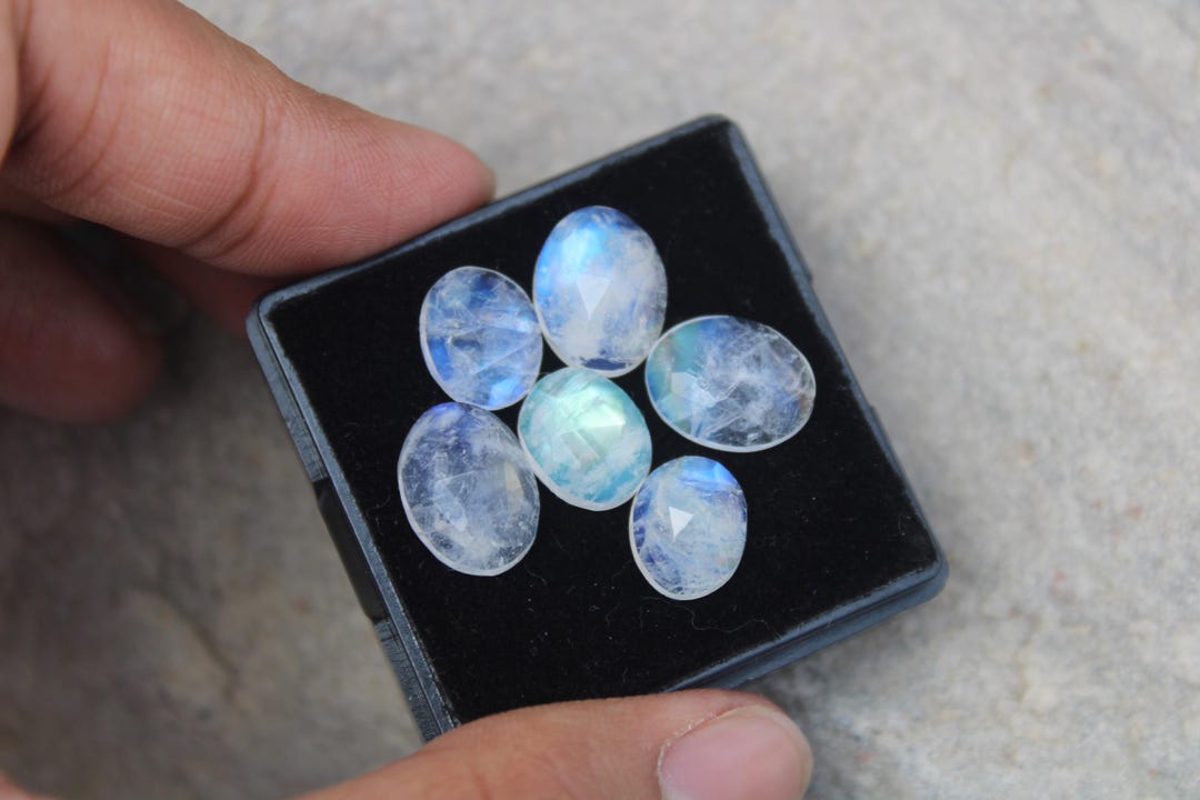 Blue Sheen Moonstone Rose Cut Cabochons: 14 Piece Lot - Etsy