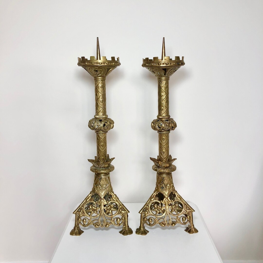 Gothic Brass Pricket Sticks Church Altar Candlesticks - Etsy UK