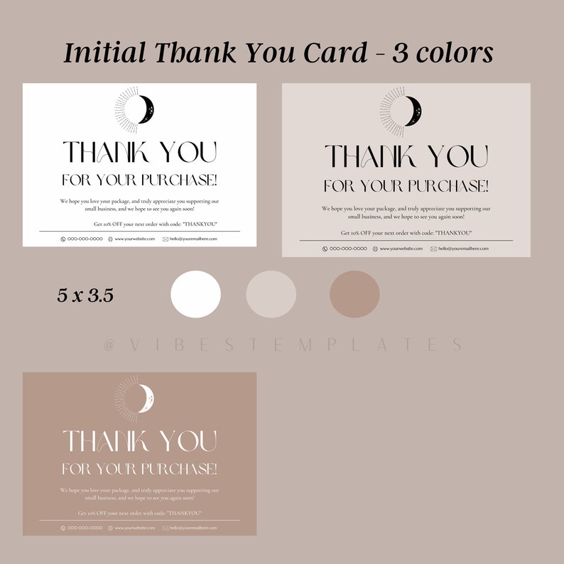 Thank You Card - Canva, Template, Instant Download, Neutral, Earthy ...