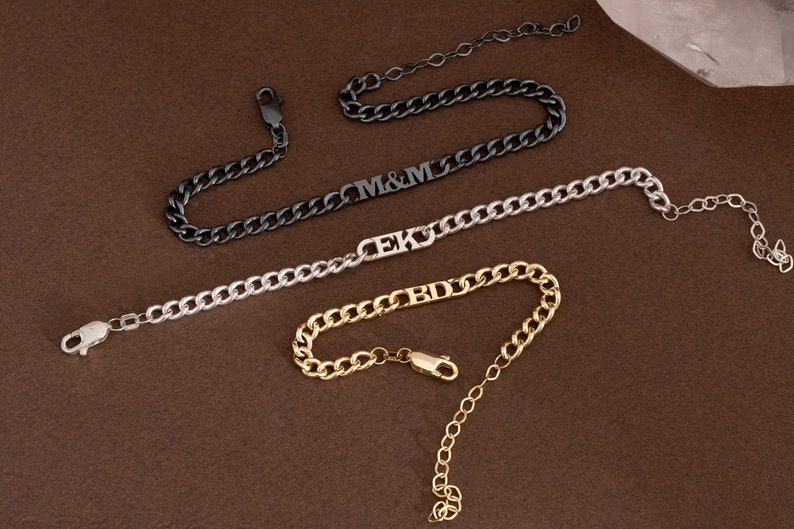 Custom Sterling Silver Cuban Chain Bracelet - Personalized ID Bracelet ...