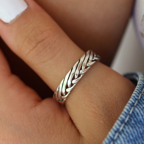 Silver Braided Ring - Etsy