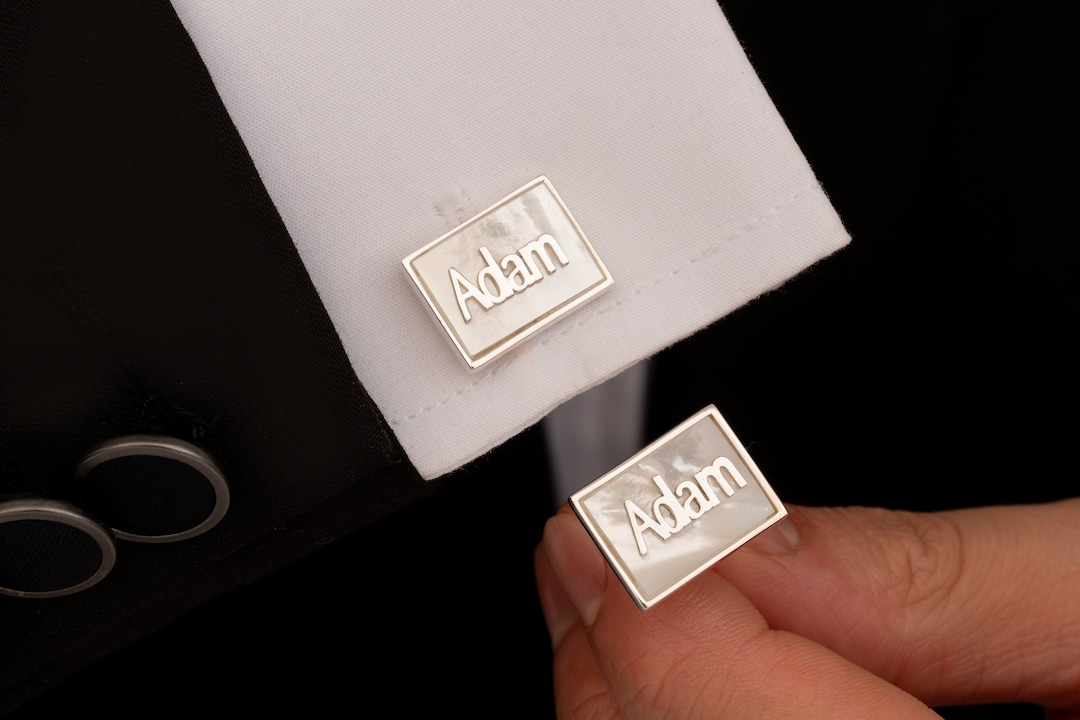 Personal Cufflinks , Initial Cufflinks With Pearl , Custom Cufflinks ...