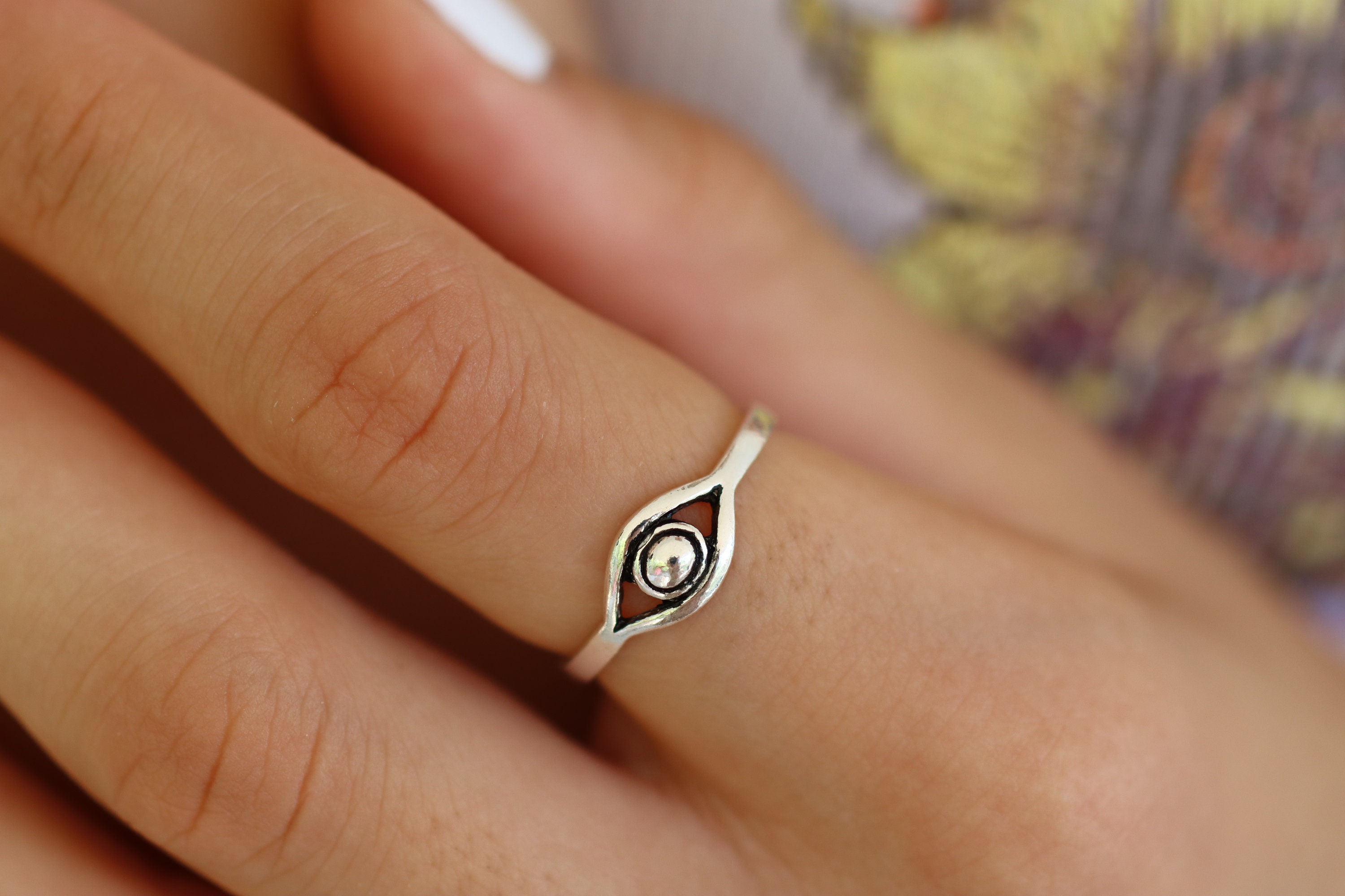 Eye Stacking Ring Dainty Evil Eye Stacking Ring Silver - Etsy