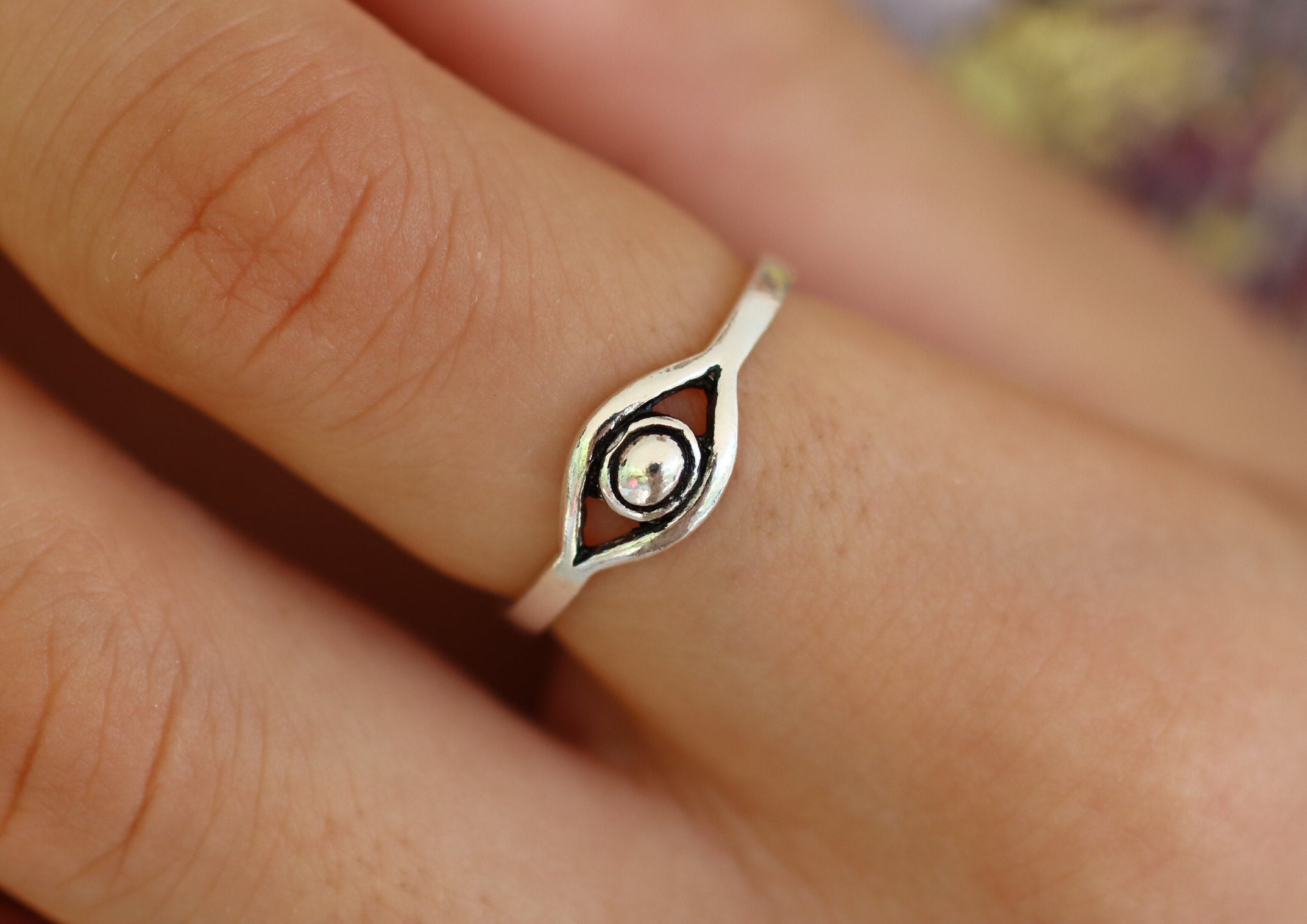 Eye Stacking Ring Dainty Evil Eye Stacking Ring Silver - Etsy