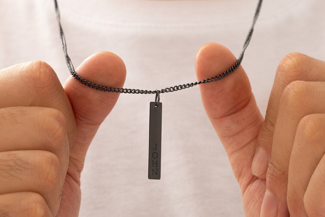 Engraved Custom Necklace for Men , Personalized Mens Necklace , Mens Custom Necklace , Custom ...