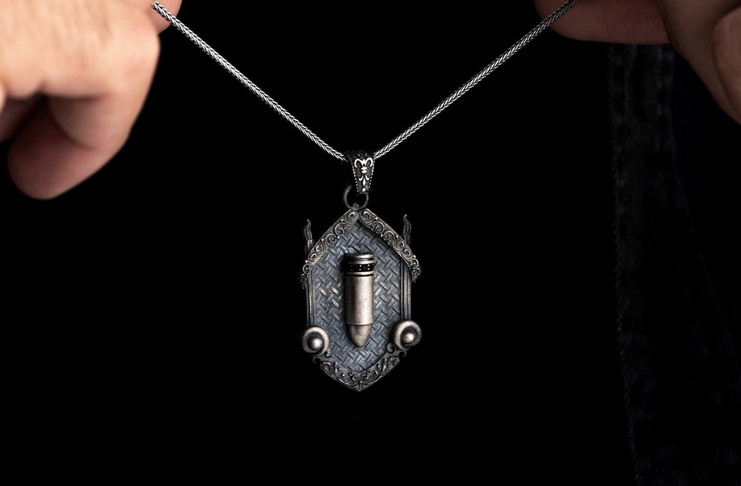 Personalized Bullet Mens Necklace, Bullet Silver Necklace for Men ...