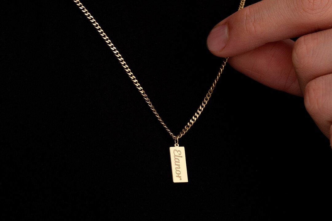 Cuban Chain Mens Name Necklace , Custom Name Necklace , Mens Initial ...