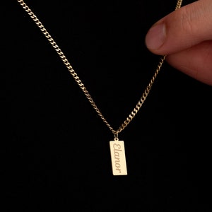 Cuban Chain Mens Name Necklace , Custom Name Necklace , Mens Initial ...