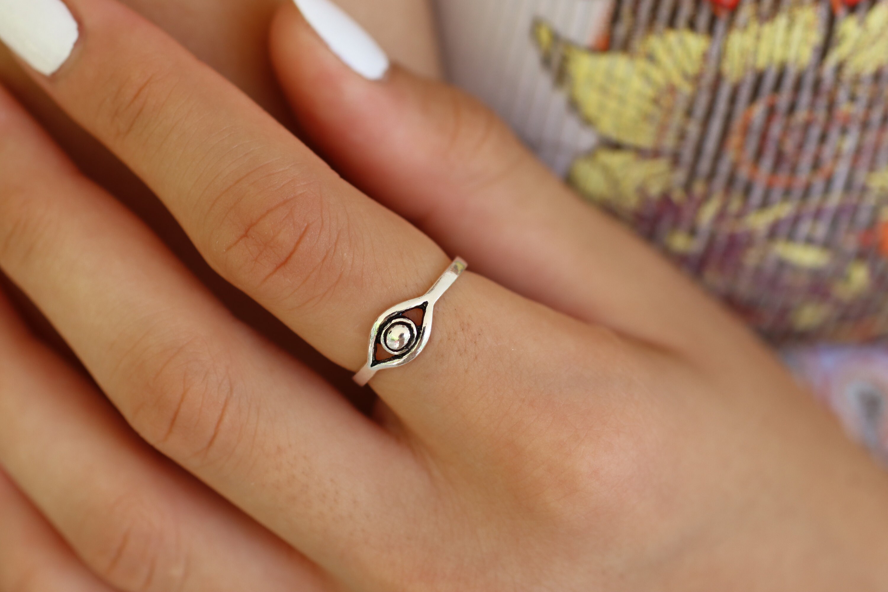 Eye Stacking Ring Dainty Evil Eye Stacking Ring Silver - Etsy