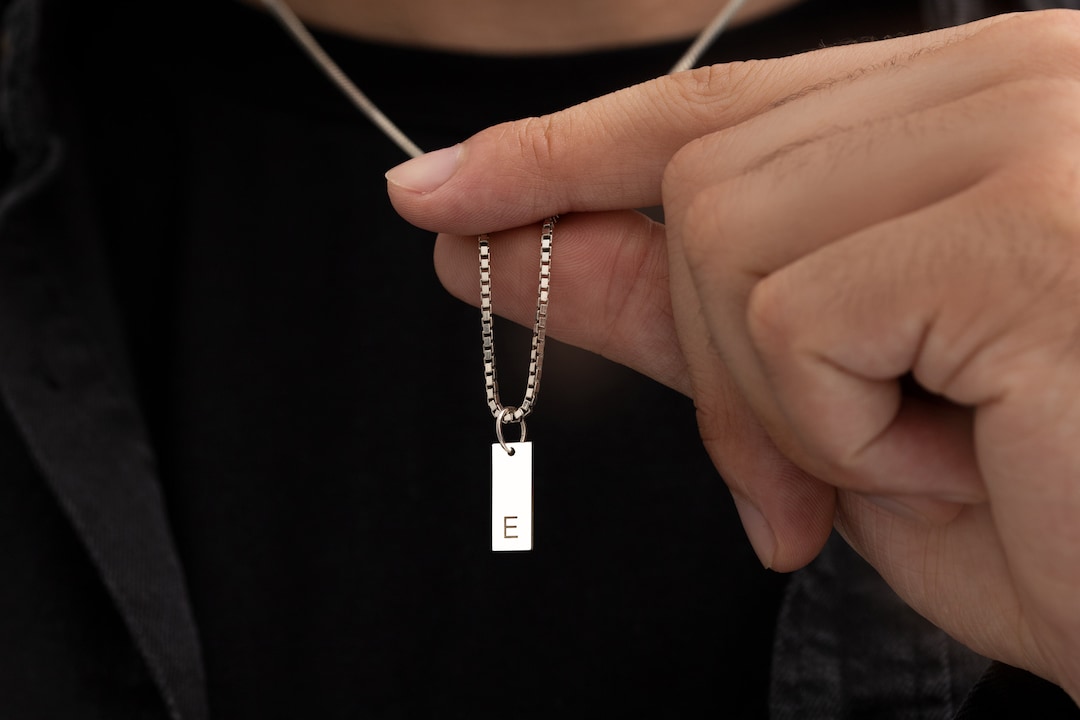 Engraved Custom Necklace for Men , Custom Fathers Day Gift , Initial ...