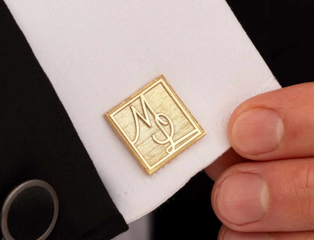Sterling Silver Monogram Cufflinks: Personalized Initial Engraved ...