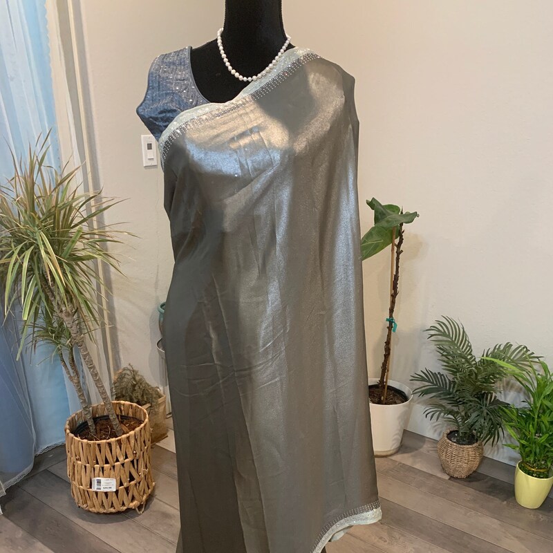 Silver Tissue Saree - Etsy