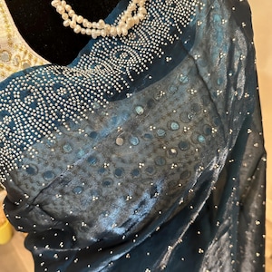 Jimmy Choo Party Wear Saree With Silver Accents | Party Wear Sarees ...