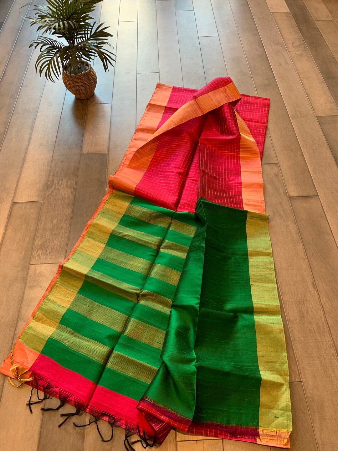 Elegant Silk Mark Certified Jute Silk Saree With Beautiful Contrast - Etsy