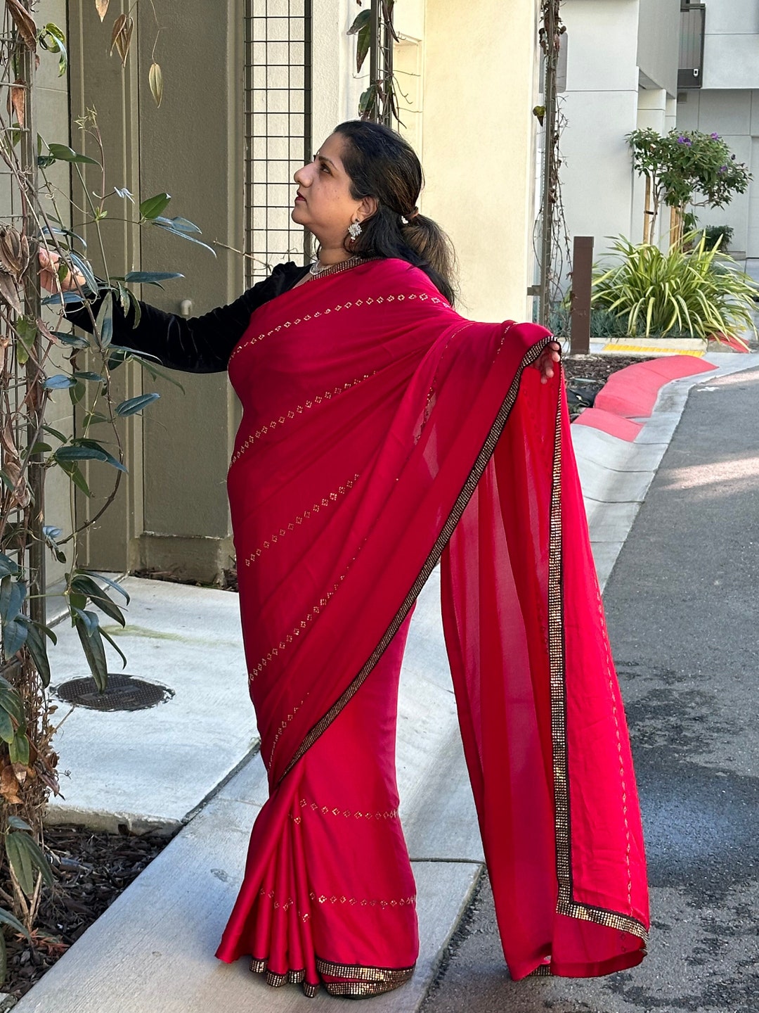 Soft and Flowy Satin Silk Party Wear Saree With Stone Work | Party Wear ...